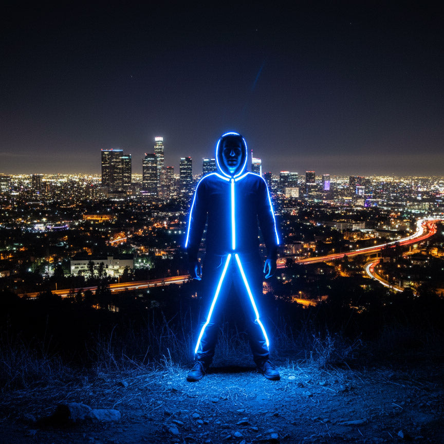 Adult LED stickman costume by Glowy Zoey