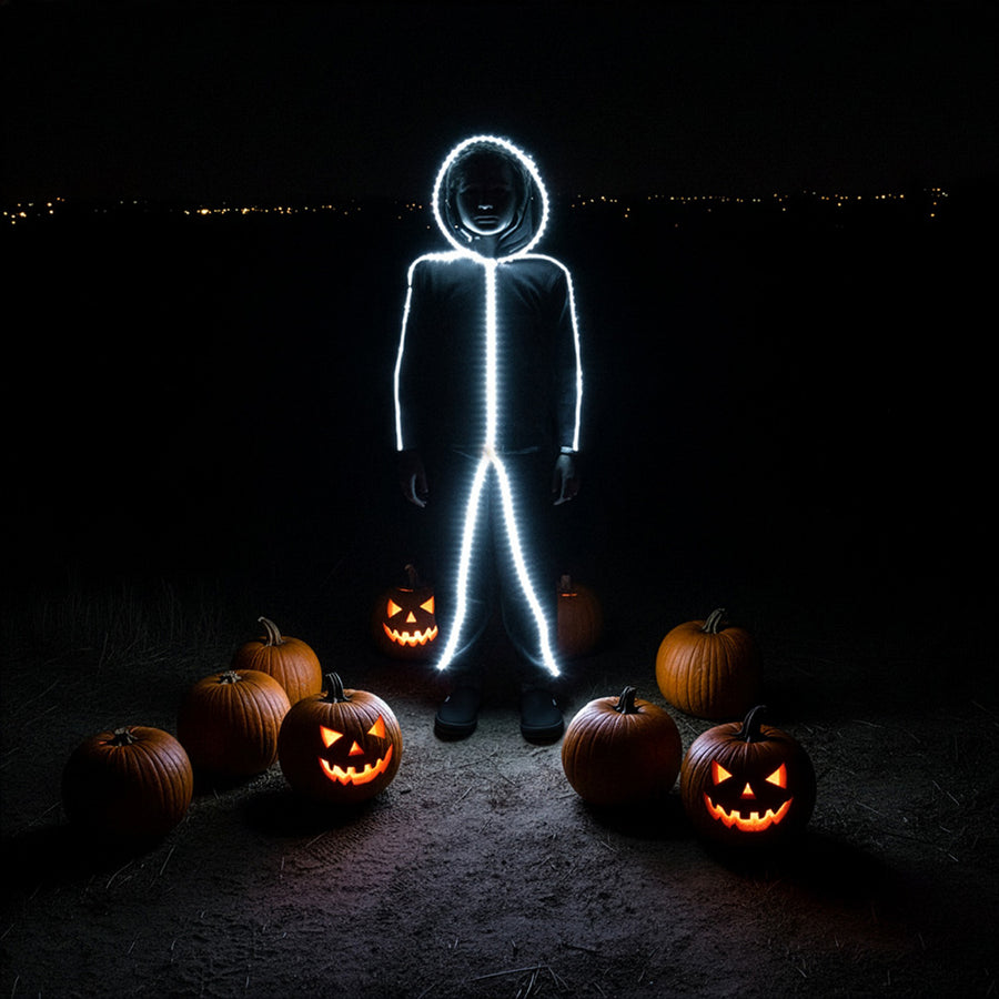 Kid's LED stickman costume by Glowy Zoey