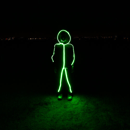 Kid's LED stickman costume by Glowy Zoey